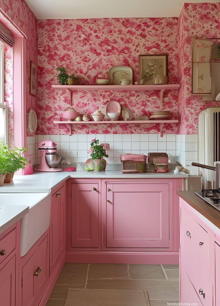 70 Charming Retro Pink Kitchen Ideas for a Stylish Makeover (2024)