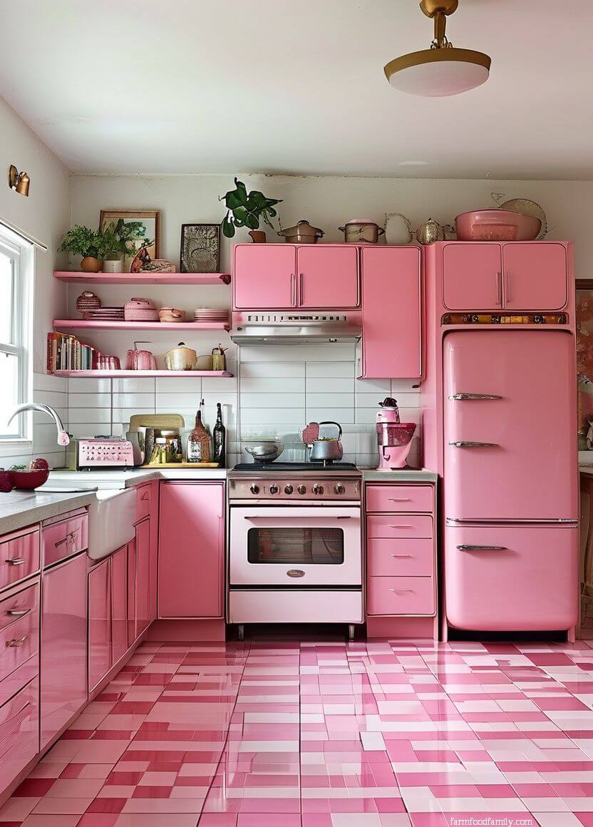 70 Charming Retro Pink Kitchen Ideas for a Stylish Makeover (2024)