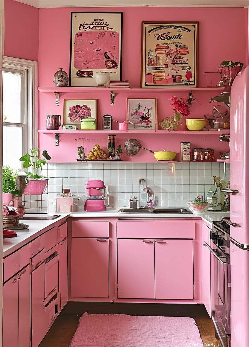 70 Charming Retro Pink Kitchen Ideas for a Stylish Makeover (2024)