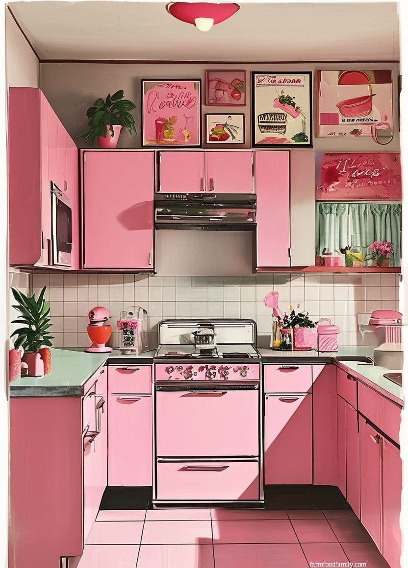 70 Charming Retro Pink Kitchen Ideas for a Stylish Makeover (2024)