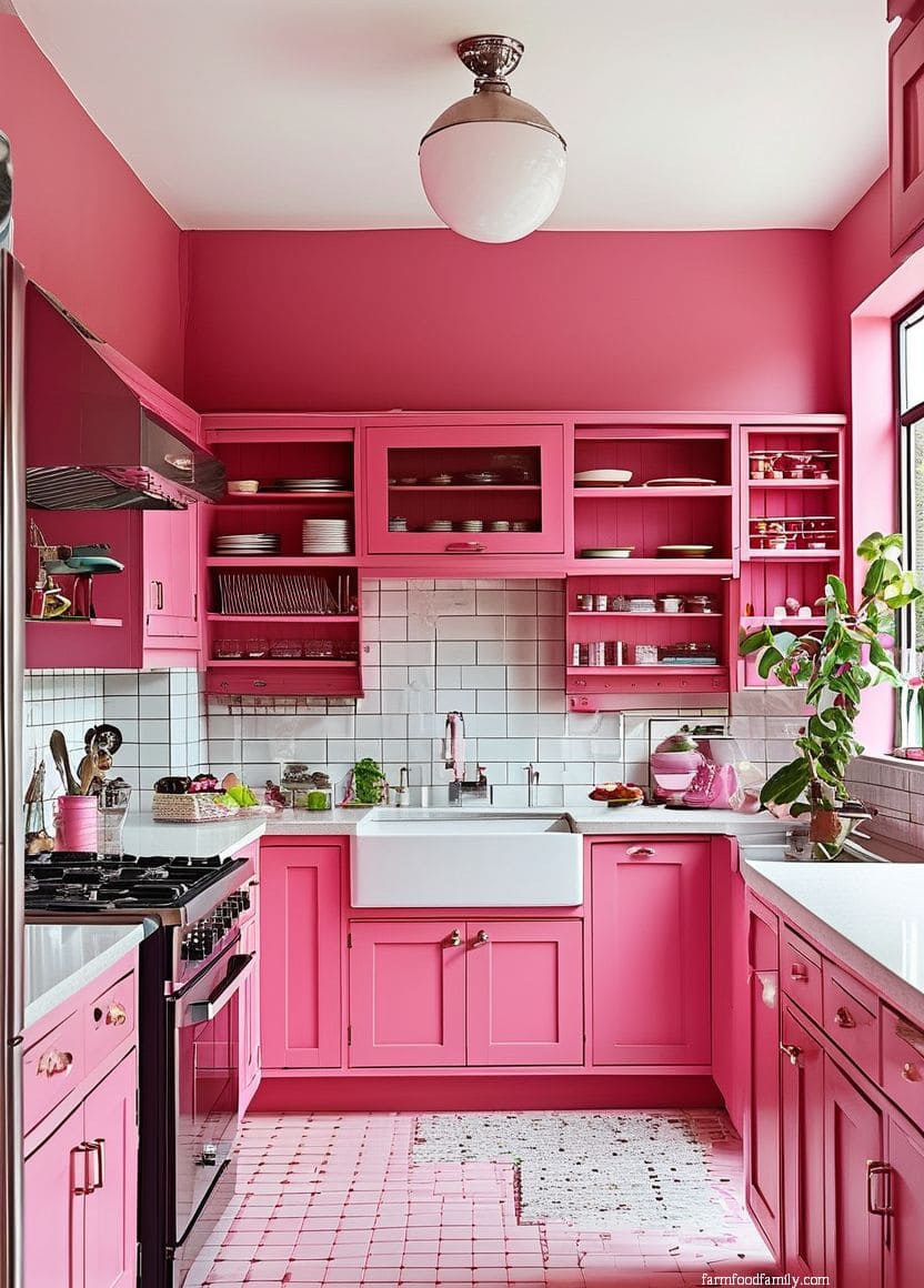 70 Charming Retro Pink Kitchen Ideas for a Stylish Makeover (2024)