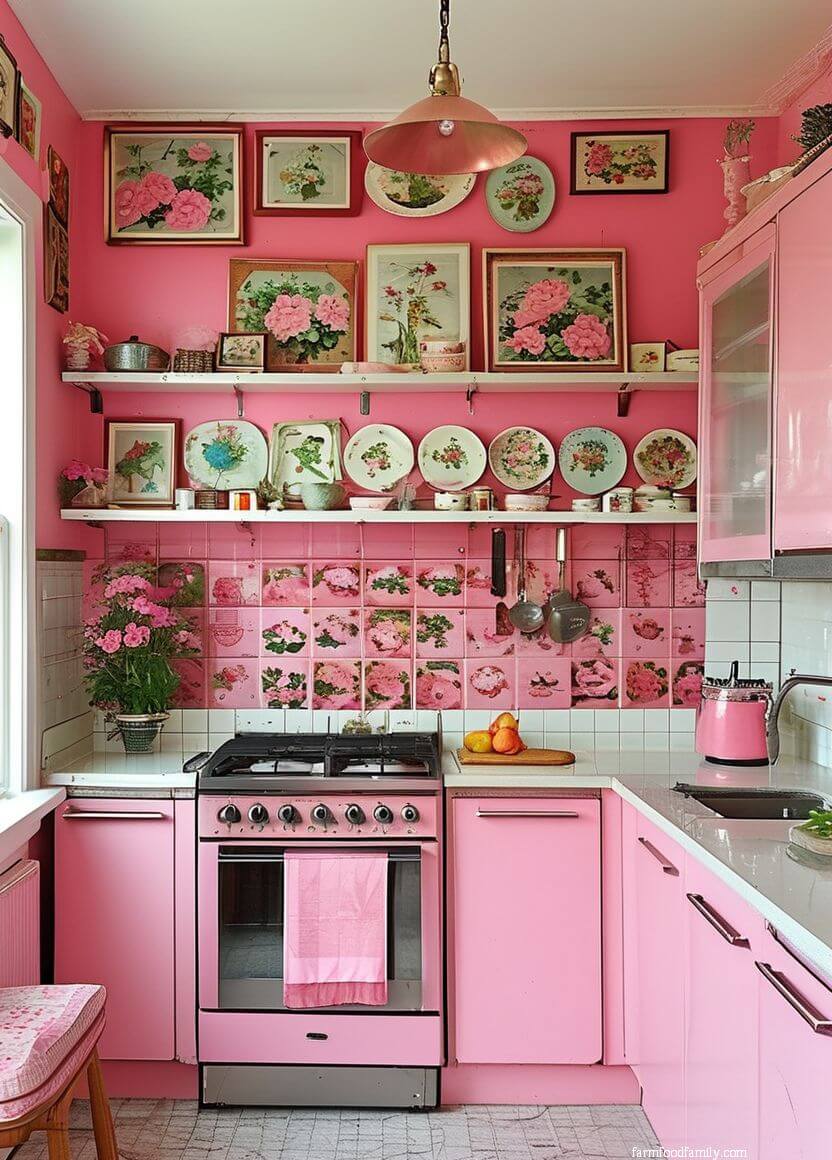 70 Charming Retro Pink Kitchen Ideas for a Stylish Makeover (2024)