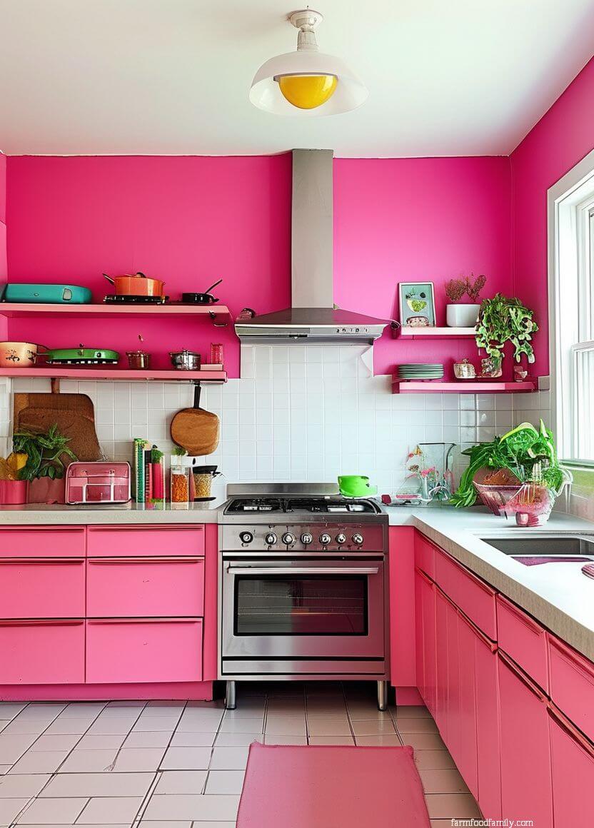 70 Charming Retro Pink Kitchen Ideas for a Stylish Makeover (2024)