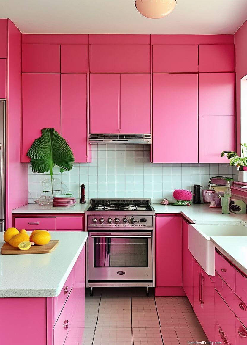 70 Charming Retro Pink Kitchen Ideas for a Stylish Makeover (2024)