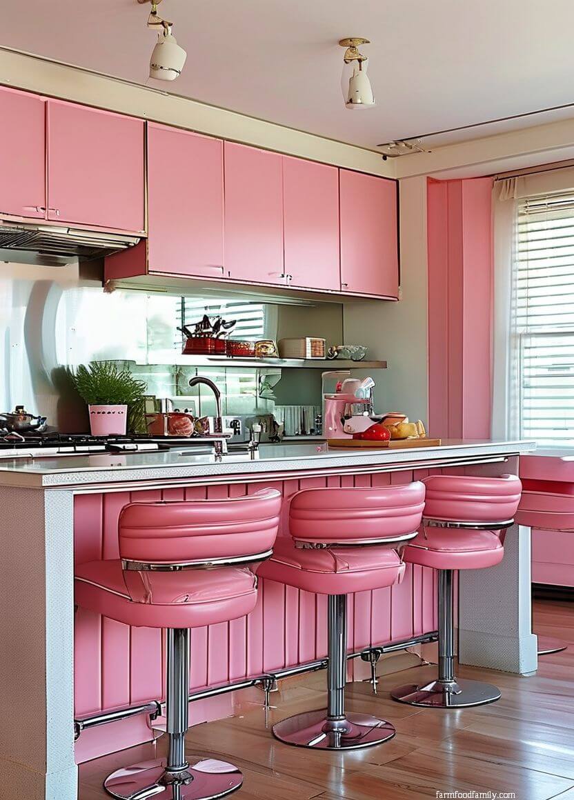 70 Charming Retro Pink Kitchen Ideas for a Stylish Makeover (2024)