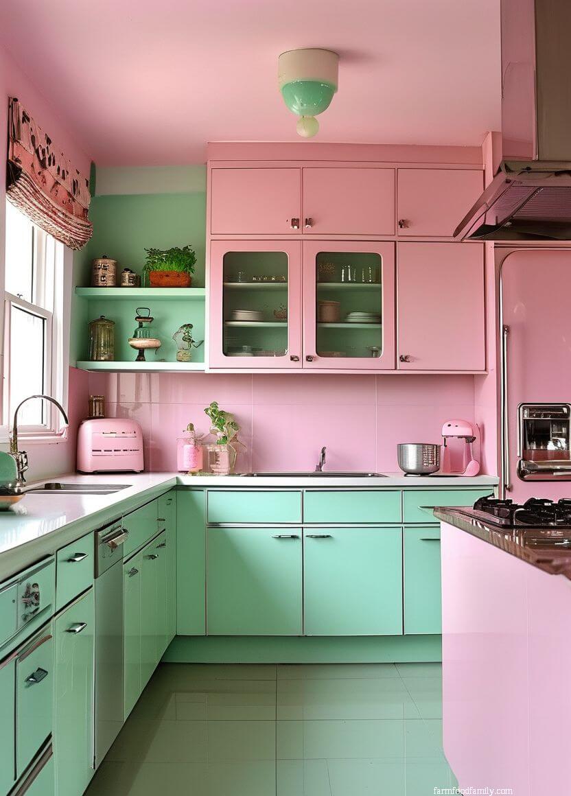 70 Charming Retro Pink Kitchen Ideas for a Stylish Makeover (2024)