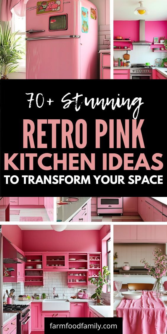70 Charming Retro Pink Kitchen Ideas for a Stylish Makeover (2024)