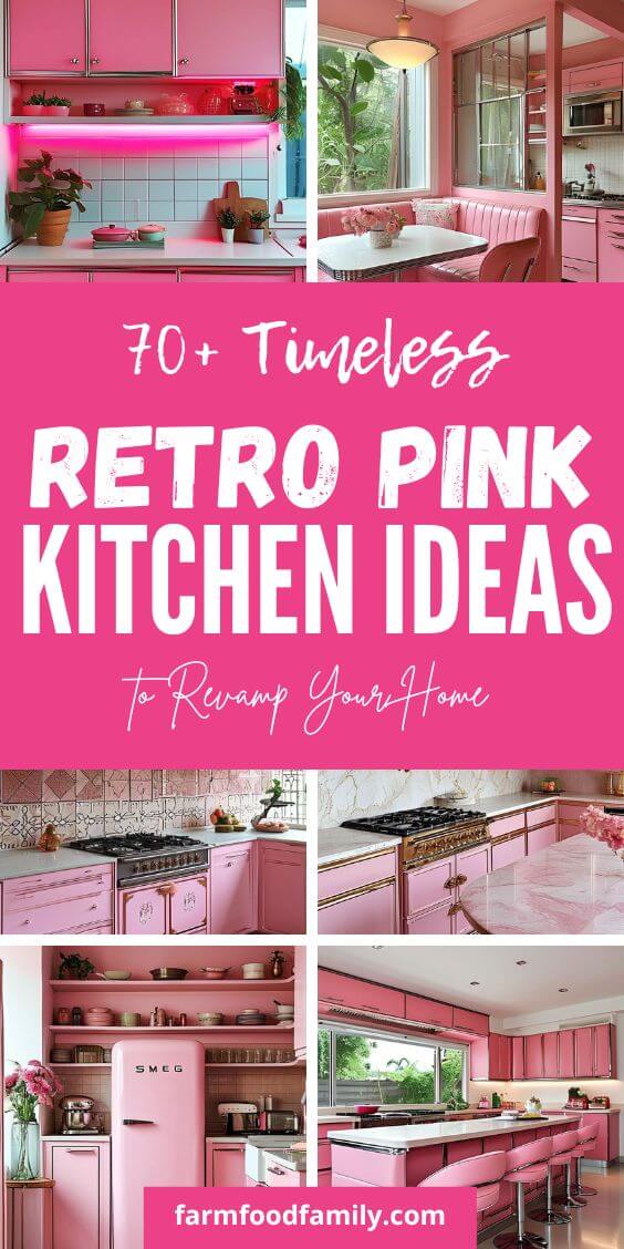 70 Charming Retro Pink Kitchen Ideas for a Stylish Makeover (2024)